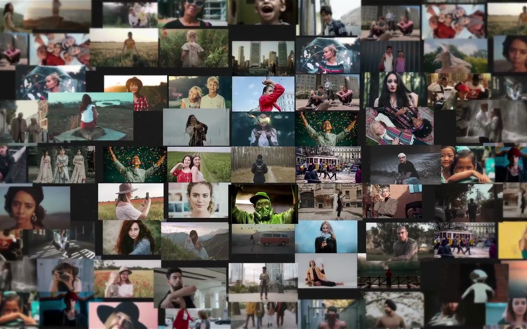 AE PR模板-公司员工头像照片墙汇聚企业LOGO标志片头Vlog标志...