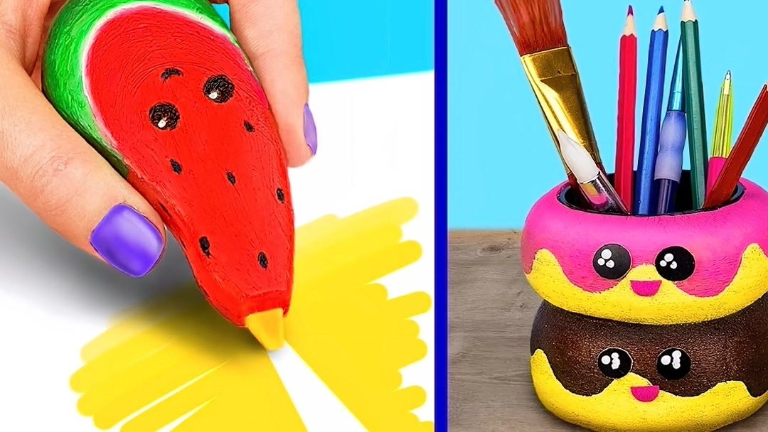 DesignCn:手工DIY自己动手制作6个卡哇伊的学习用品吧西瓜修正带