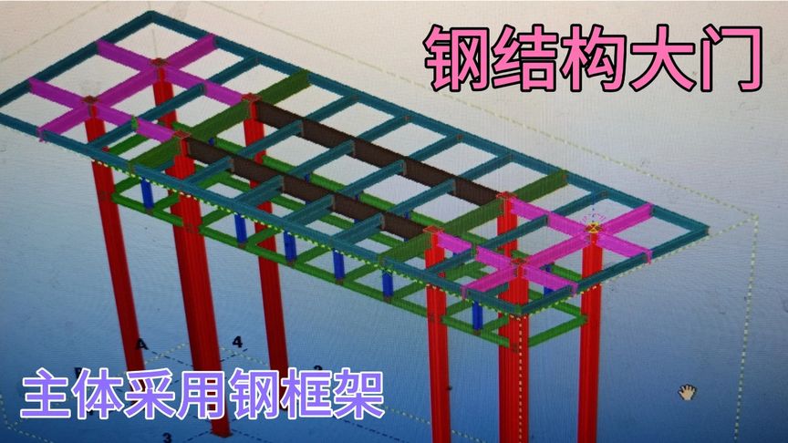 小区钢结构大门,主体采用钢架结构,看看用多大型钢做的。