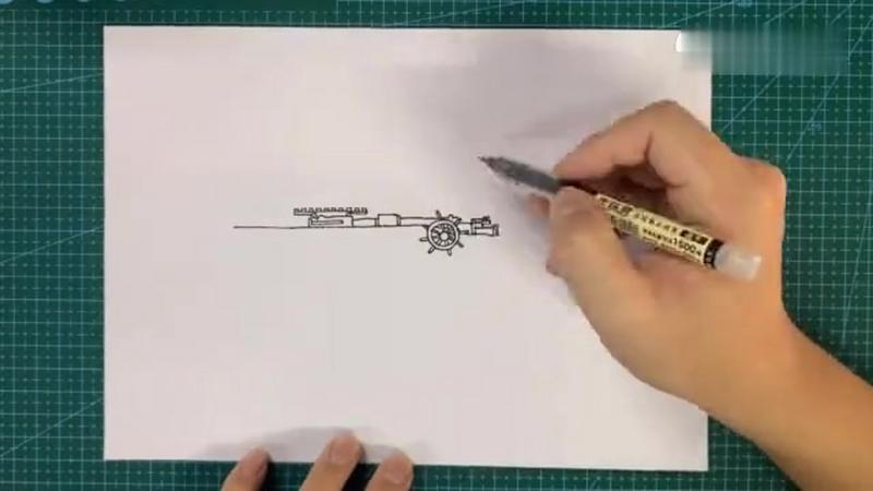 吃鸡武器简笔画:98k-勇闯险境,海盗的一把土豪金的狙击步枪