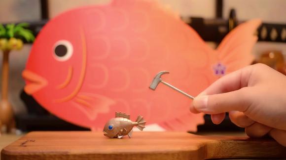 创意定格动画:奇怪的厨房,这一锤子下去直接变鱼片了!