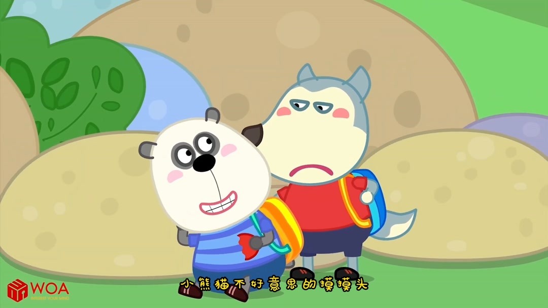 儿童卡通动画:小熊猫过马路不守交规,沃尔夫前来帮忙