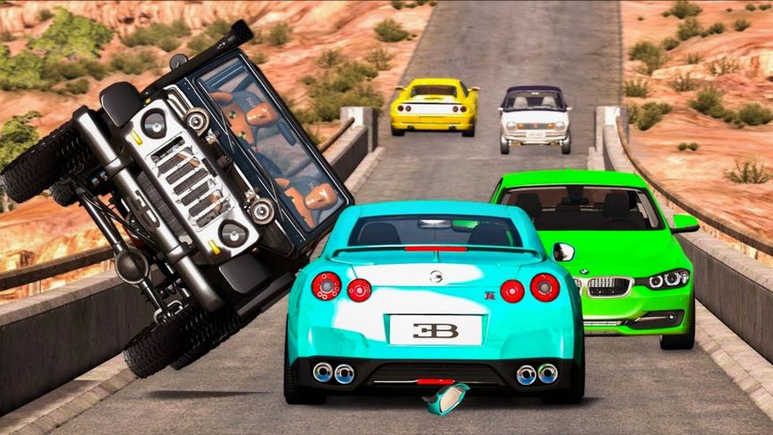BeamNG:模拟汽车在繁忙的高速路上超车时撞车,画面够酸爽