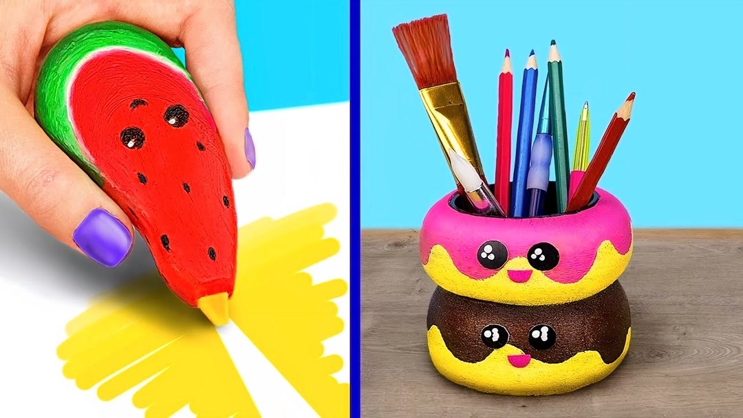 朵朵小妙招:自己DIY手工制作可爱的学习用品吧~西瓜修正带等