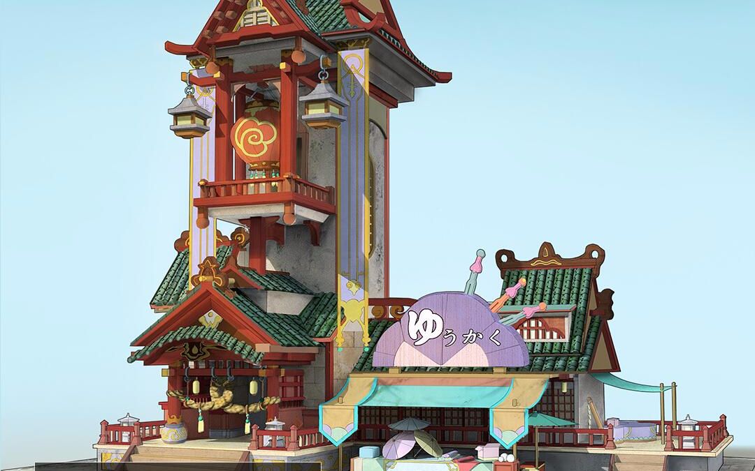 【3Dmax场景建模】古建筑场景炮塔基础模型3D建模