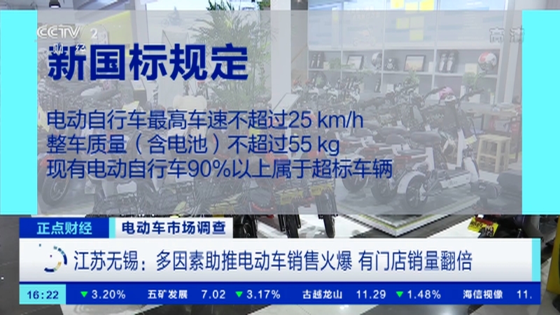 [正点财经]电动车市场调查 江苏无锡:多因素助推电动车销售火爆 有...