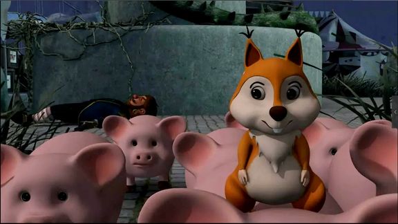 皮皮放烟花报了警,红鼻子发怒追皮皮,松鼠救了变成小猪的同学们