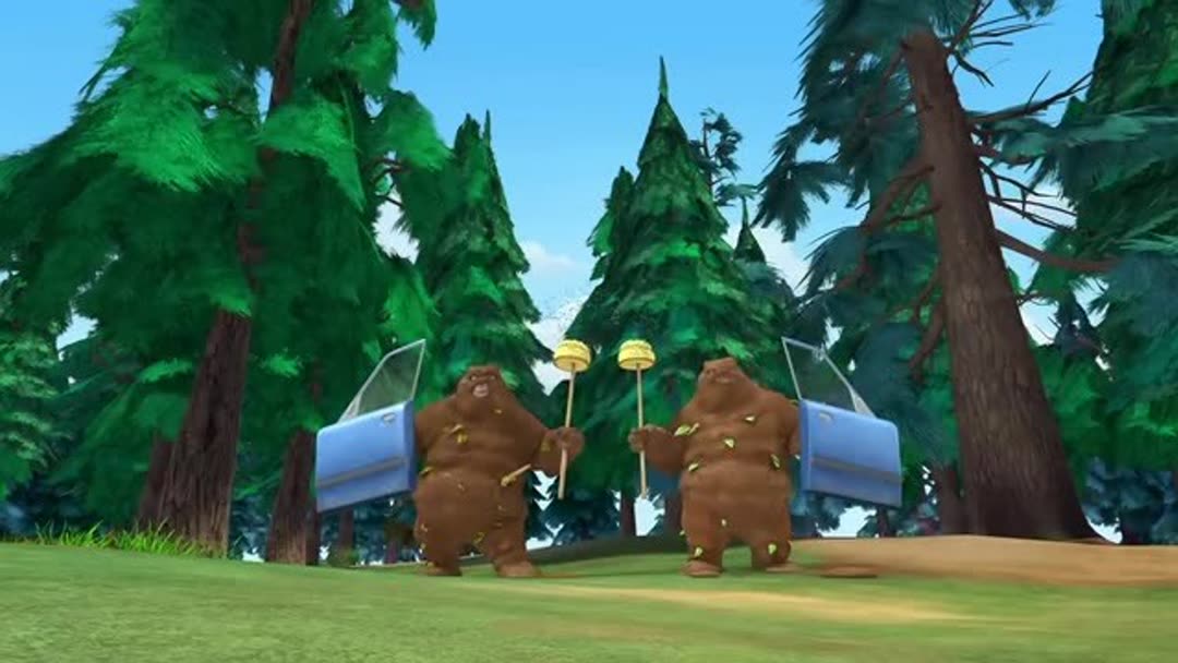 《熊出没》熊大熊二阻止光头强砍树