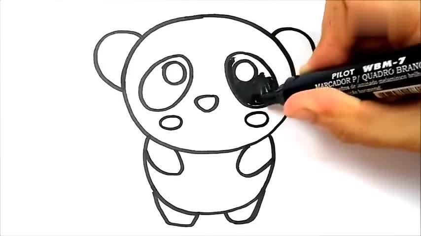 亲子简笔画:画可爱熊猫