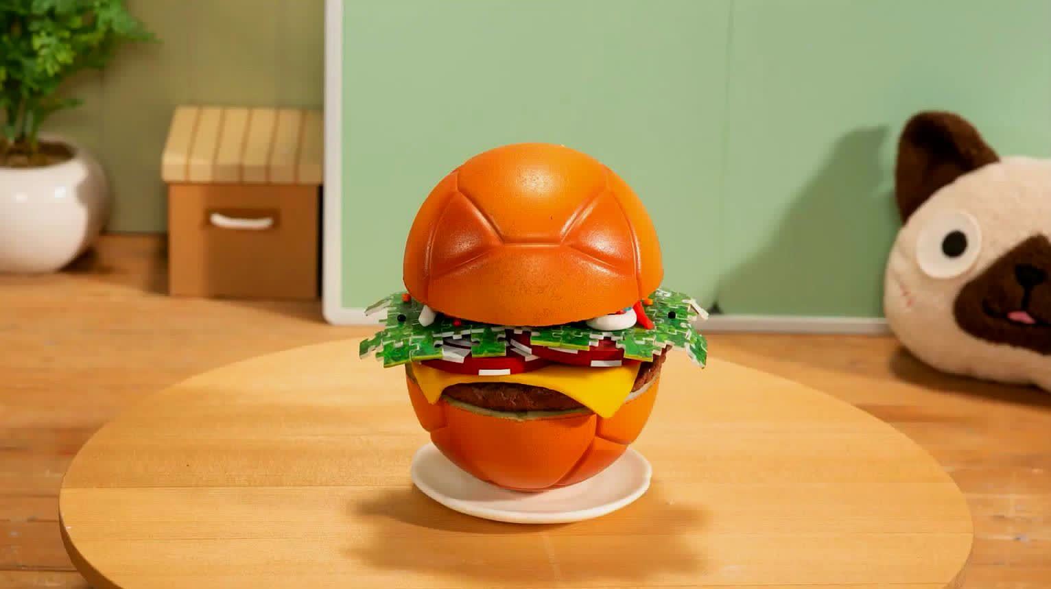 定格动画:用有趣的配料制作汉堡,迷你烹饪肉夹馍