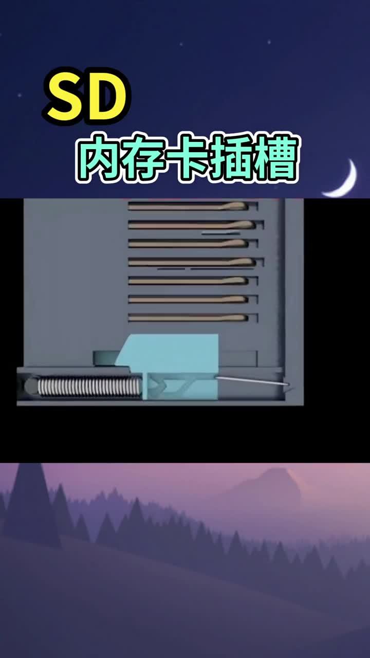 SD内存卡插槽结构,动画模拟演示