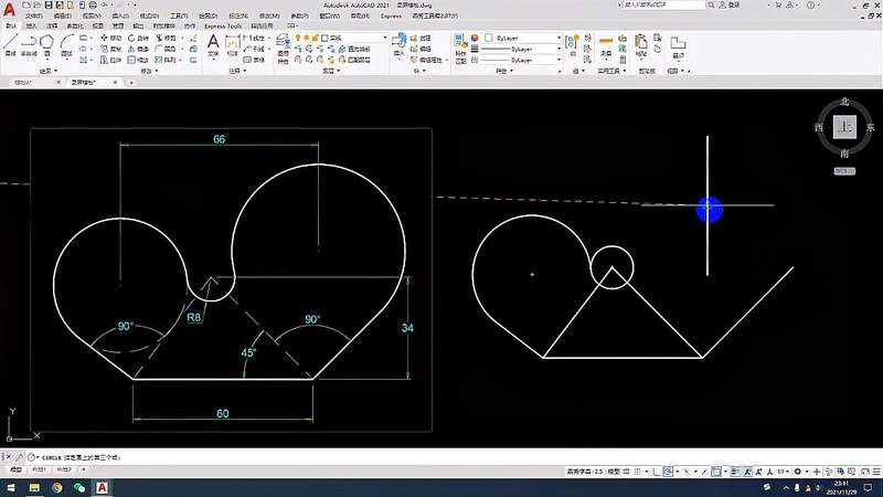 CAD利用相切相切垂直画圆