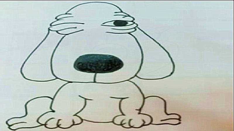 简笔画:教你如何画一只调皮的宠物狗,几分钟就画好了