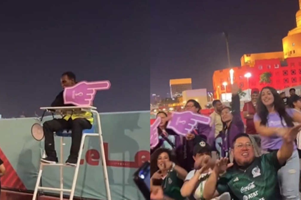 世界杯赛场外,地铁导向员因魔性口音爆红,引各国球迷打卡合拍