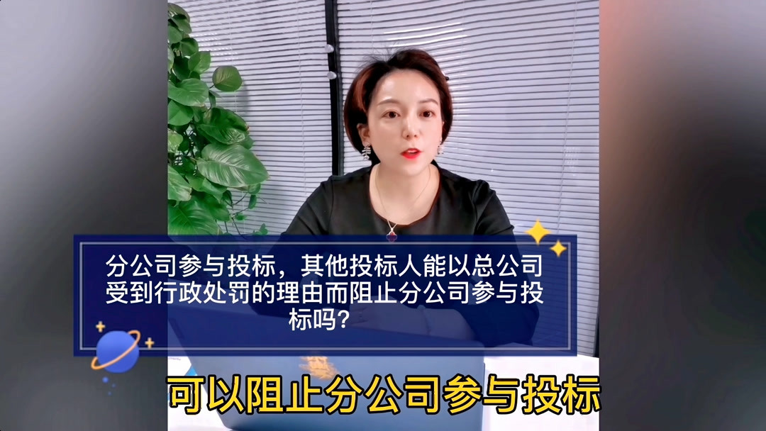 其他投标人能以总公司受到行政处罚而阻止分公司参与投标吗?