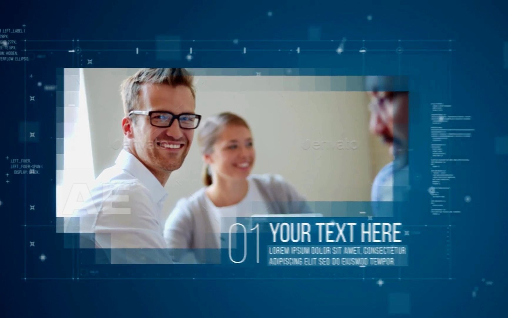 ...蓝色科技公司企业商务合作图文展示宣传片视频片头ae模板 视频制作...