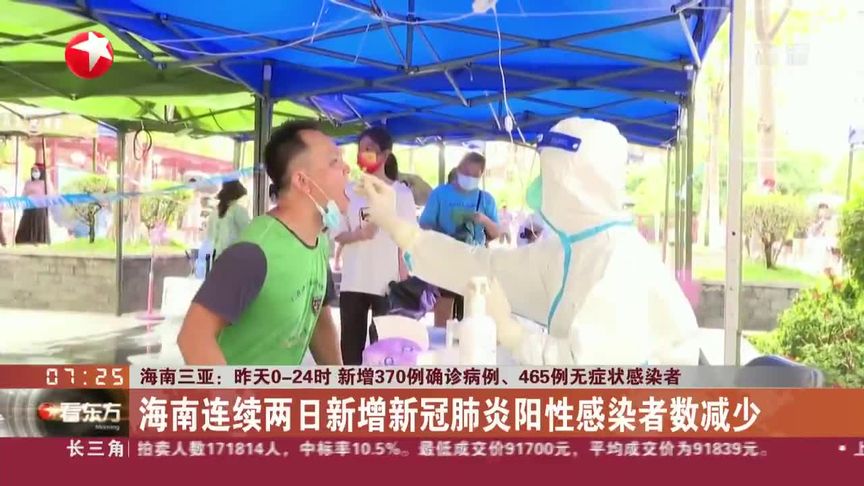 海南三亚:昨天0-24时 新增370例确诊病例、465例无症状感染者