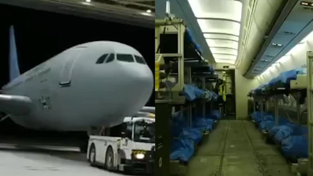 德国空军医疗机飞抵贝加莫,飞机上配备的医疗器械令人目眩