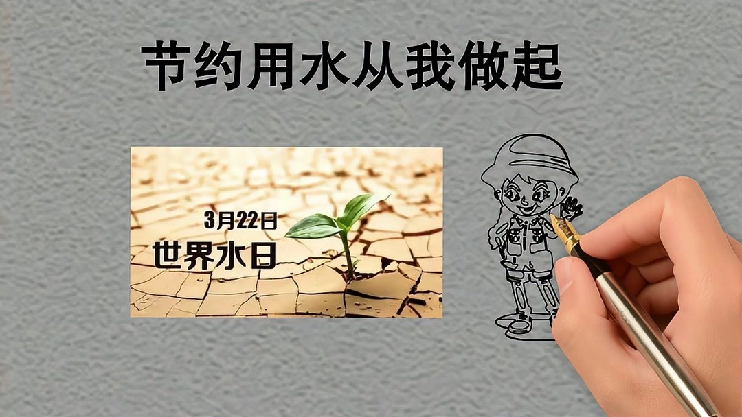 孩子们今天是世界水日节约用水从我做起!