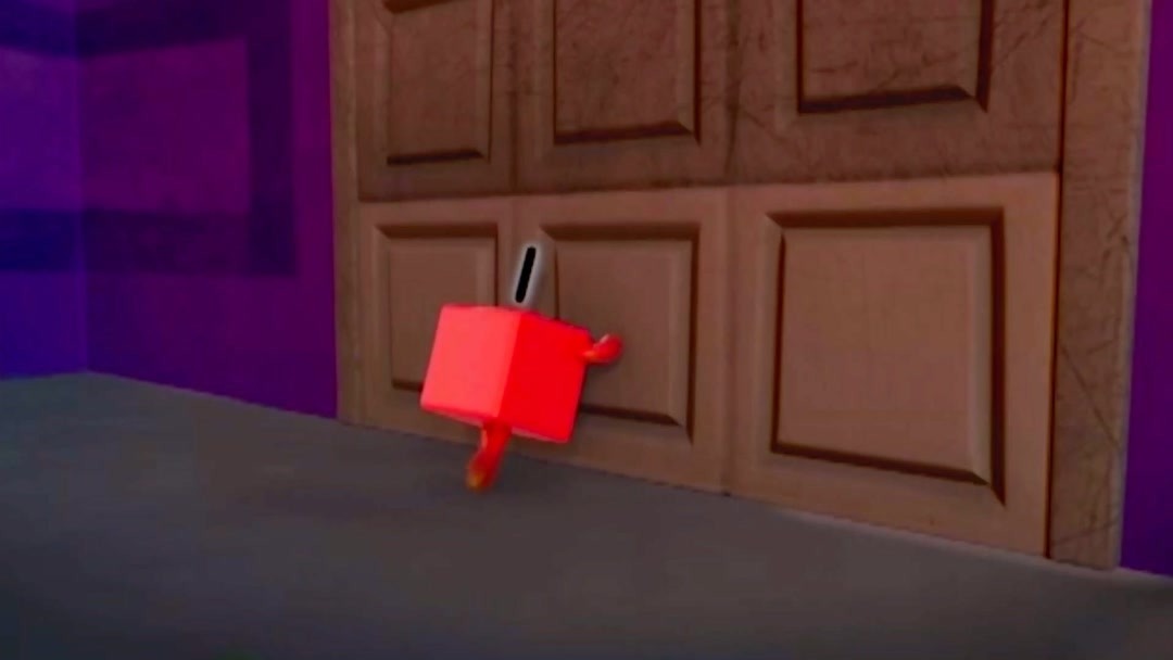 数字积木 搞笑动画:小1想推开这门 但是力气太小了