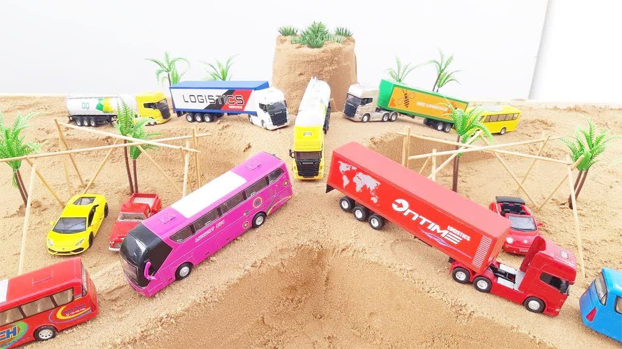 卡通工程汽车装载机修路