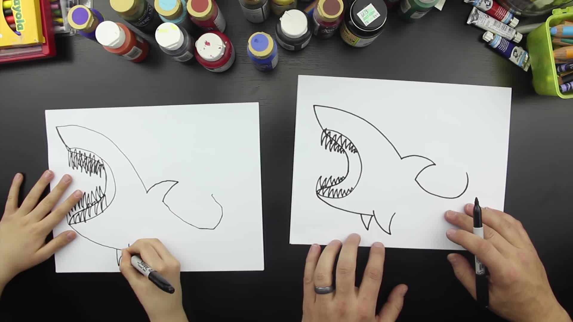 教你如何画鲨鱼,喜欢简笔画的宝宝们千万不要错过了呀!