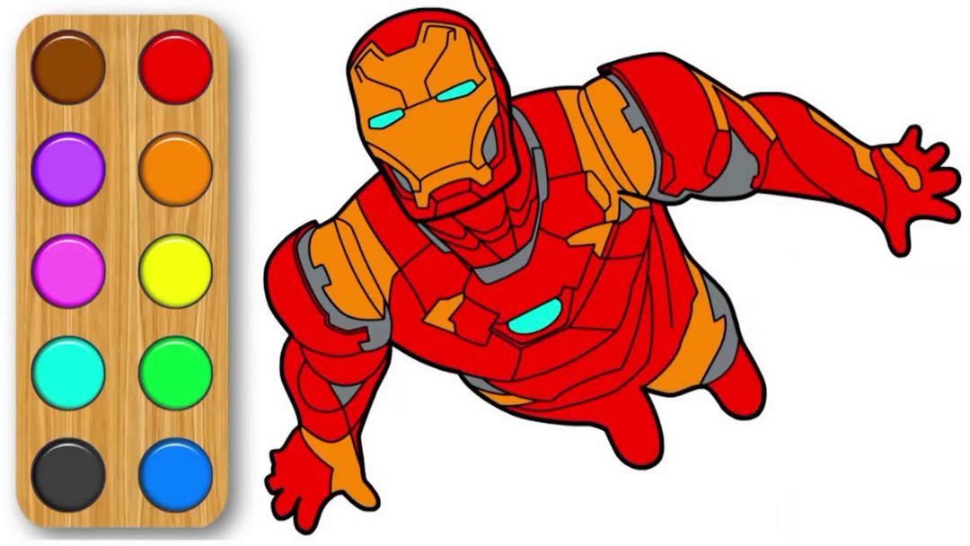 儿童彩色绘画,帅气的钢铁侠