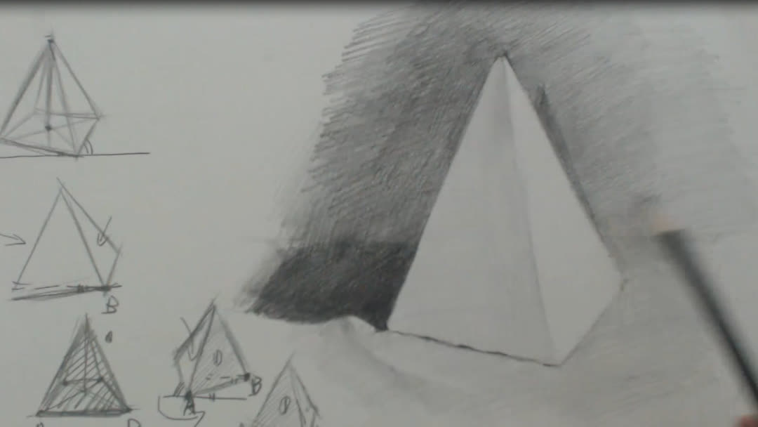 素描几何体--美院美女老师带你学画基础棱堆体