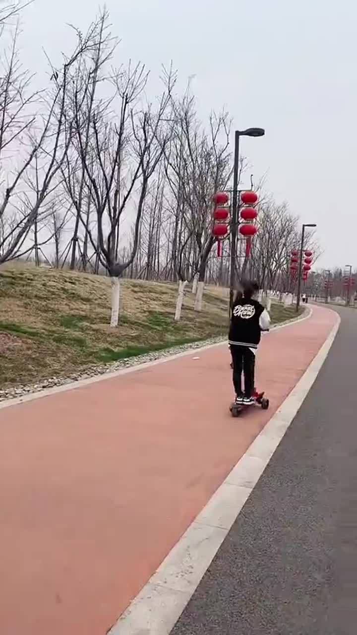 今年流行电动的滑板车,一车两用,折叠设计方便收纳,到哪都能滑