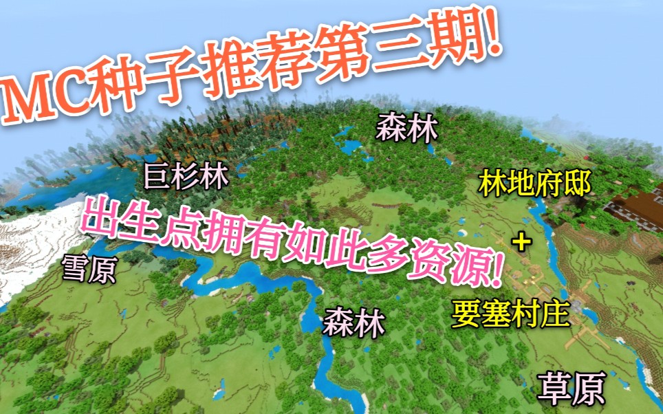 冒险家福利!出生超近林地府邸要塞村,还有稀有群系等着你~【MC种子...