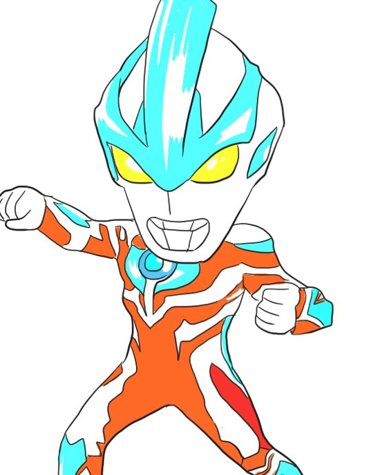 帅气的Q版银河奥特曼儿童卡通简笔画