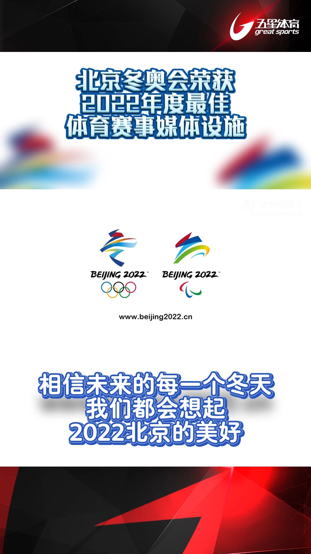 北京冬奥会荣获2022年度最佳体育赛事媒体设施!#北京冬奥会
