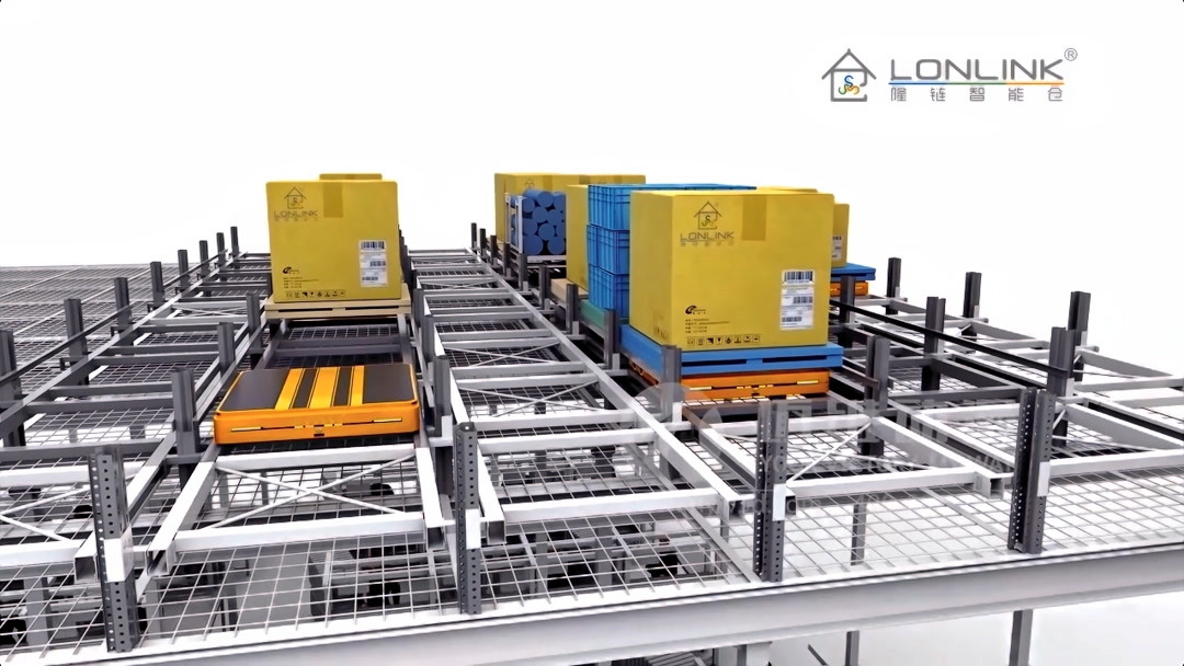 四向车库产品演示动画-四向车自动化仓库动画演示-四向穿梭车动画