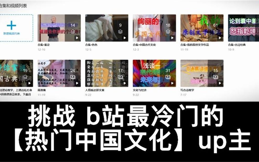 【年度报告】挑战b站最冷门的【热门中国文化】up主