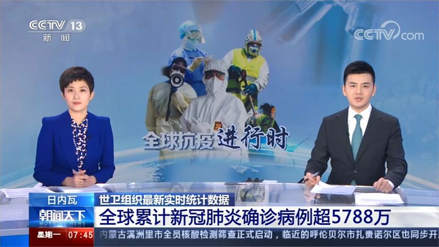 世卫组织最新实时统计数据 全球累计新冠肺炎确诊病例超5788万