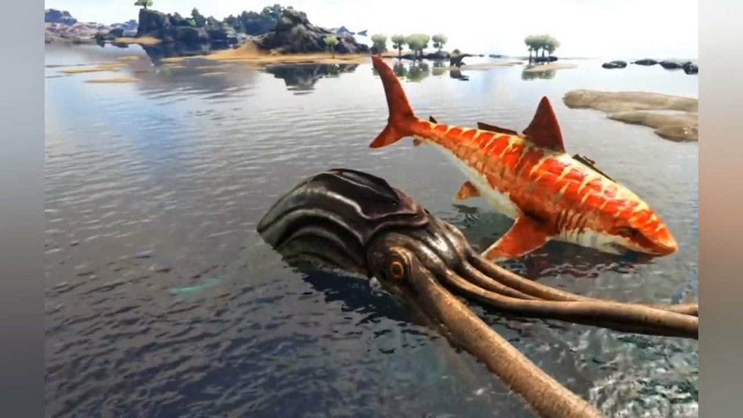 巨型章鱼对红色鲨鱼游戏比赛,结果游戏迷路了,