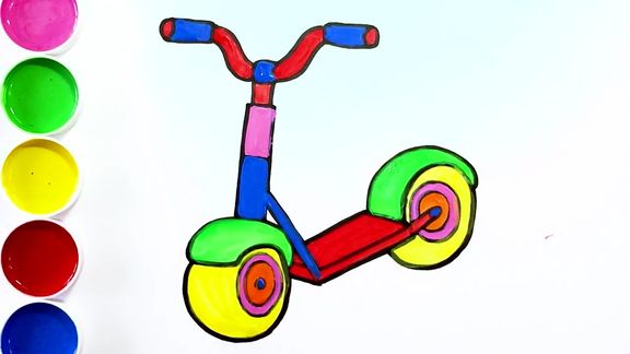 亲子早教绘画课堂,教孩子们画画,给电动自行车涂色