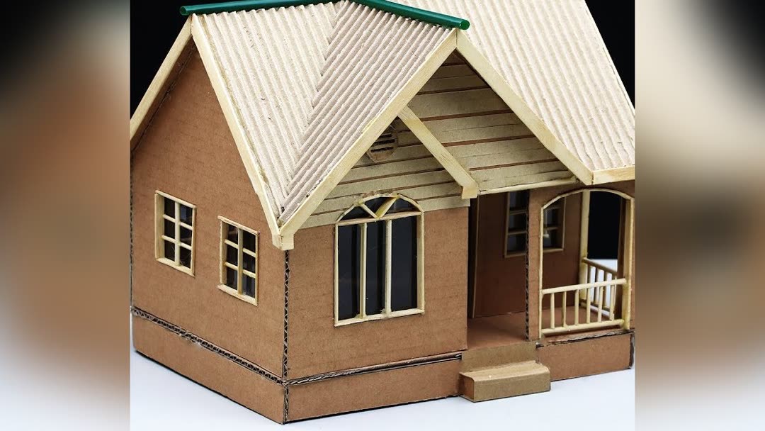 手工制作:小伙用硬纸板建造豪华别墅,成品太惊艳!