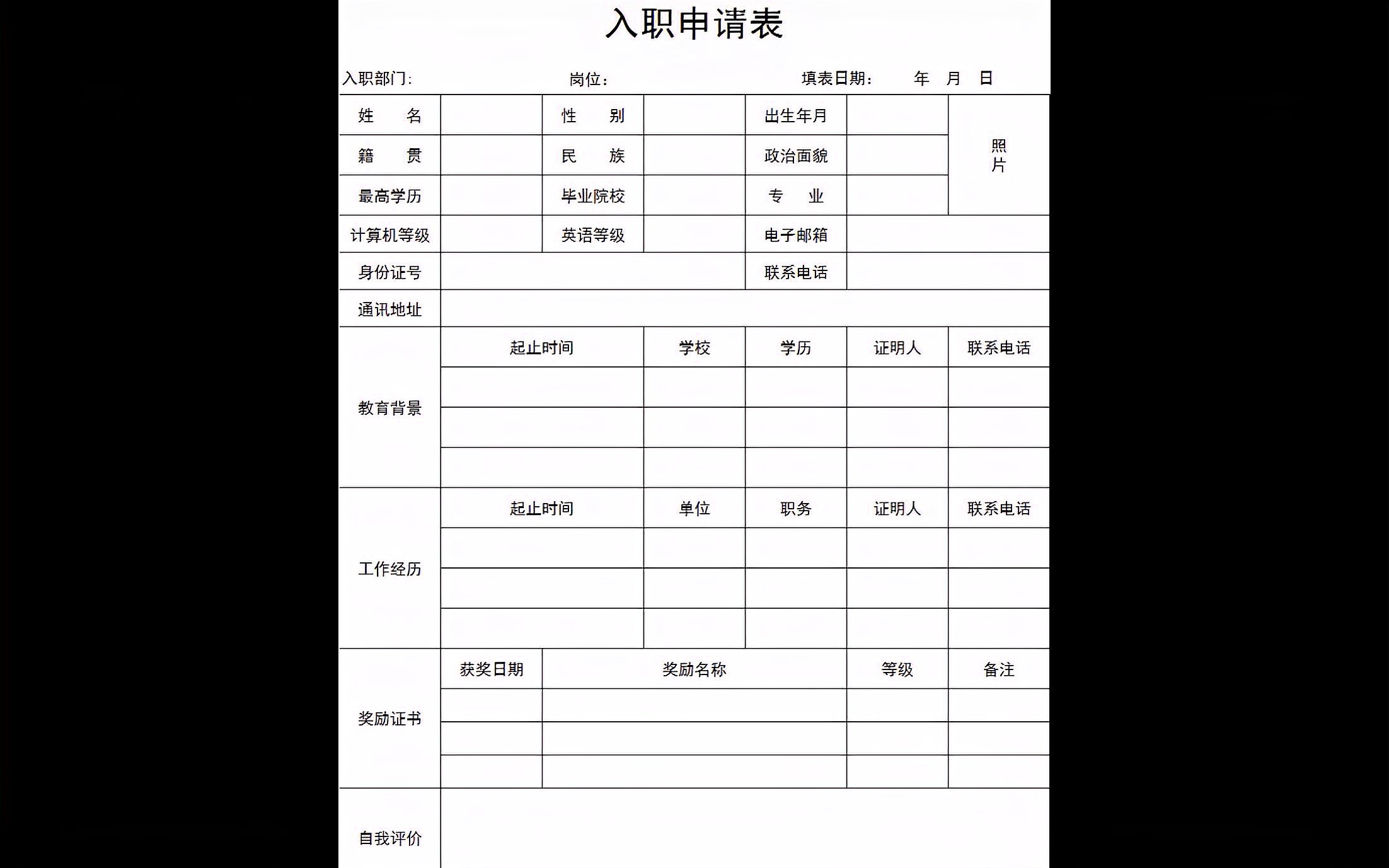 人力资源实用表格