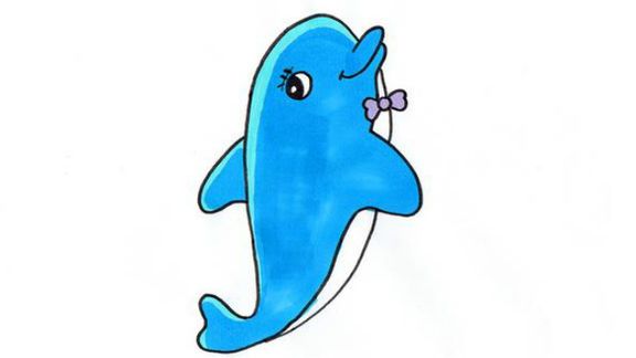 这样就能画出一只非常漂亮的小海豚,留着和宝宝一起画咯~