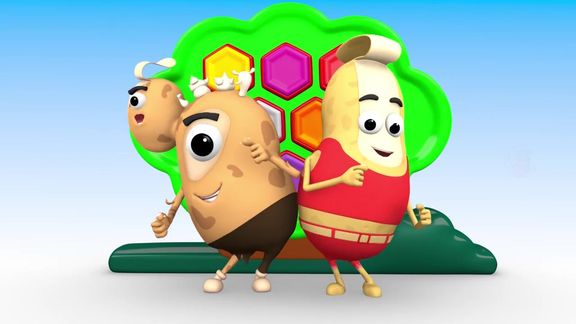 土豆先生玩投篮 学习水果和动物名称 趣味动画英语启蒙