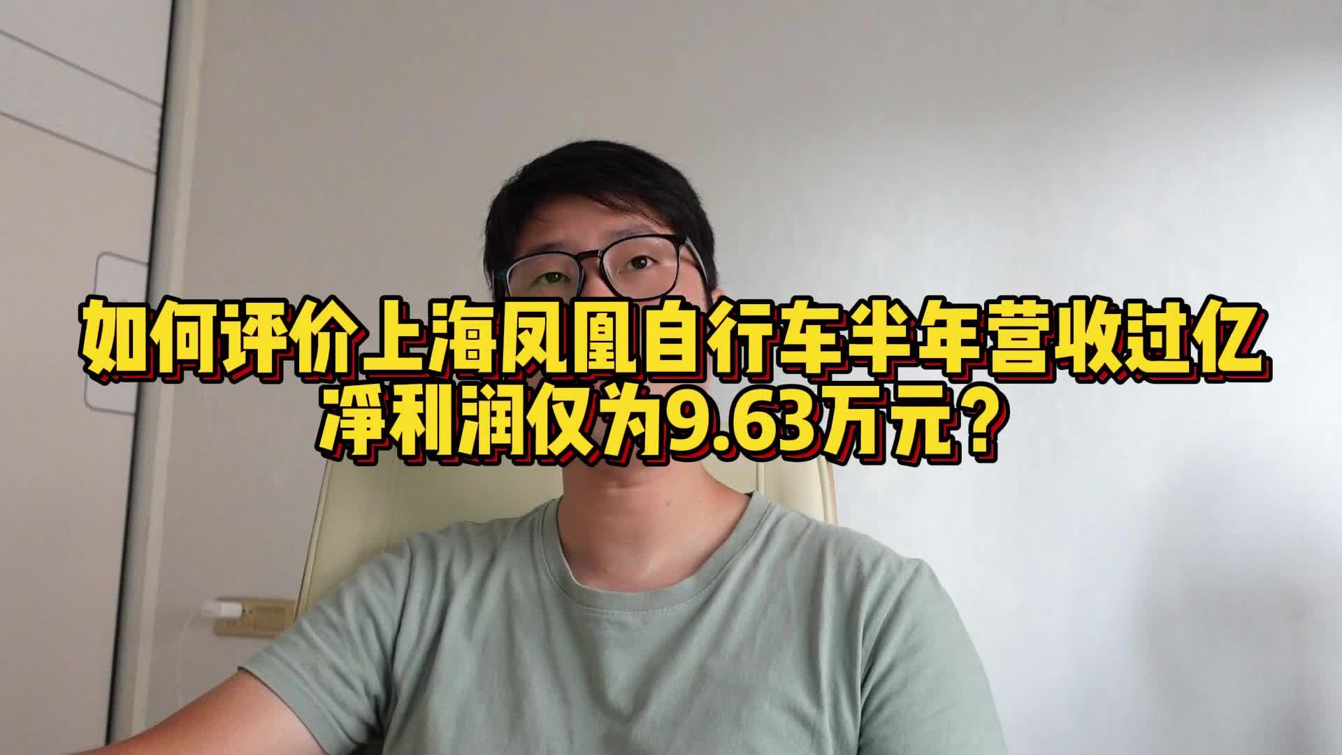 如何评价上海凤凰自行车半年营收过亿,净利润仅为9.63万元?