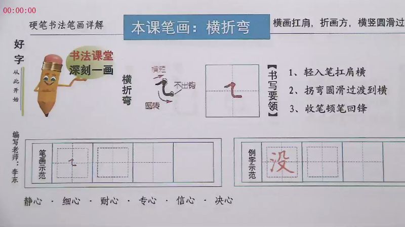 11.2、硬笔楷书基础笔画详解(横折弯)