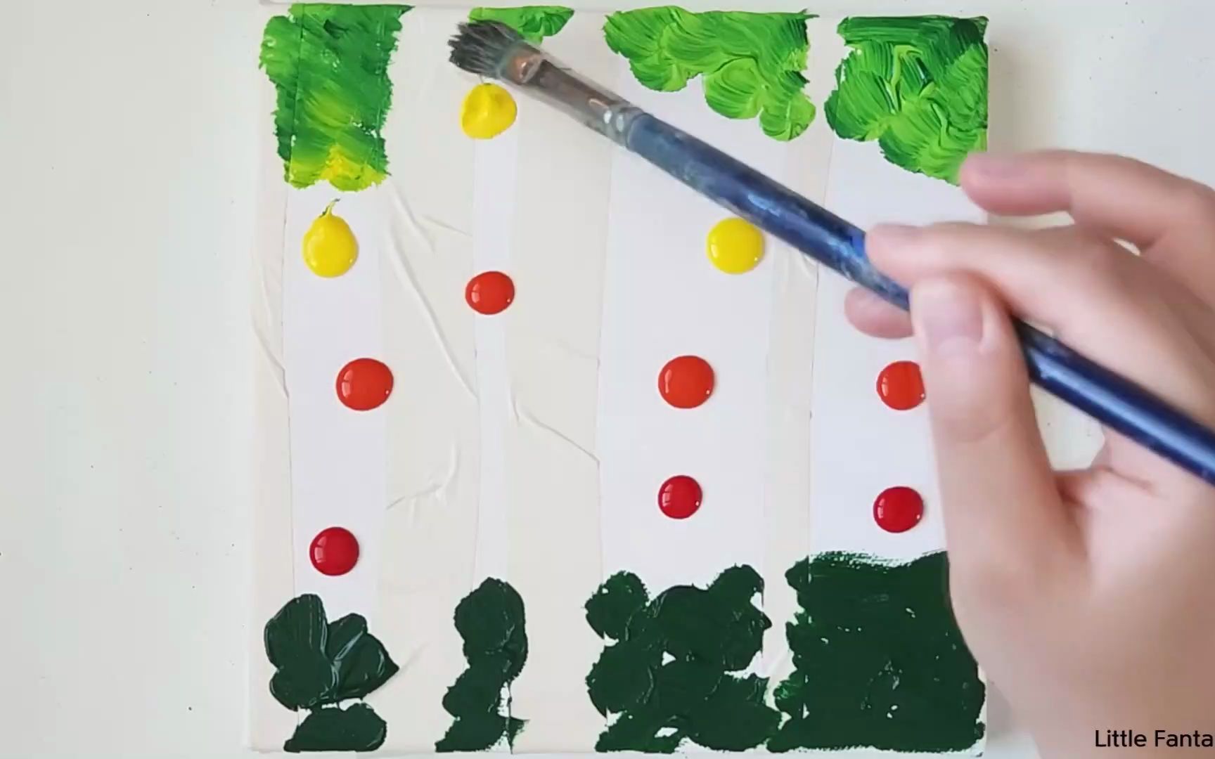 秋天白桦林的绘制方法图初学者的丙烯画