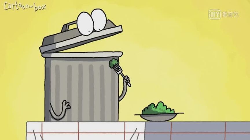 讽刺动画,看垃圾桶怎么吃饭~