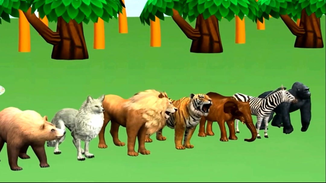 动物动画 森林里来了好多动物有老虎斑马大猩猩大象