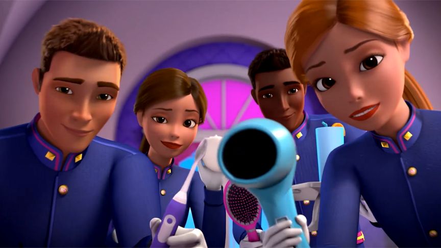 芭比历险记:芭比公主起床,一群人服侍她,做造型的就好几个