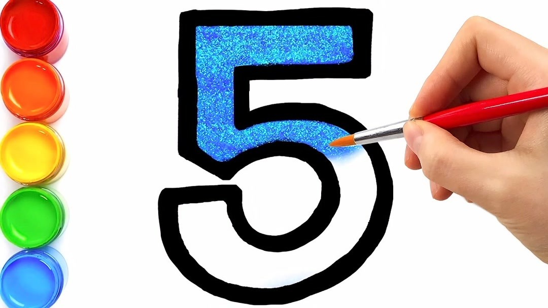 萌宝趣味简笔画教学!跟着视频一起来为数字5涂色吧!