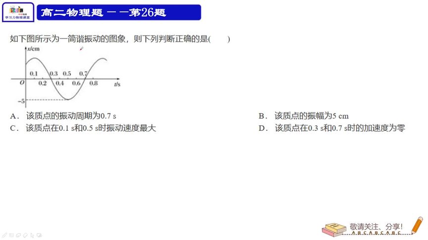 高二物理第26题——简谐运动振动图像