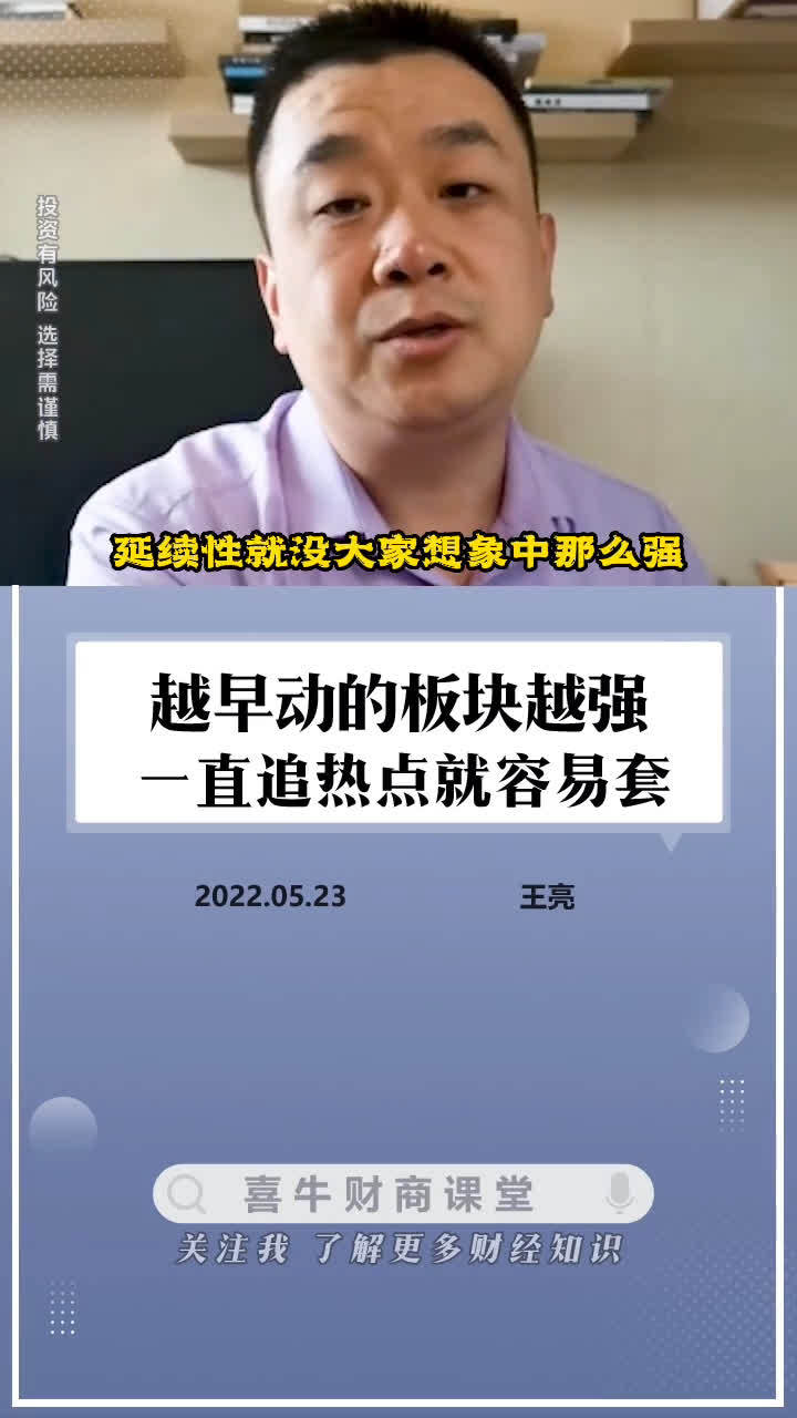 越早动的板块延续性越强财经大盘指数股民干货分享点掌王亮财经王亮...